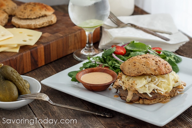 BEST Grilled Reuben Sandwich on Sprouted Rye Bun for St. Patrick's Day